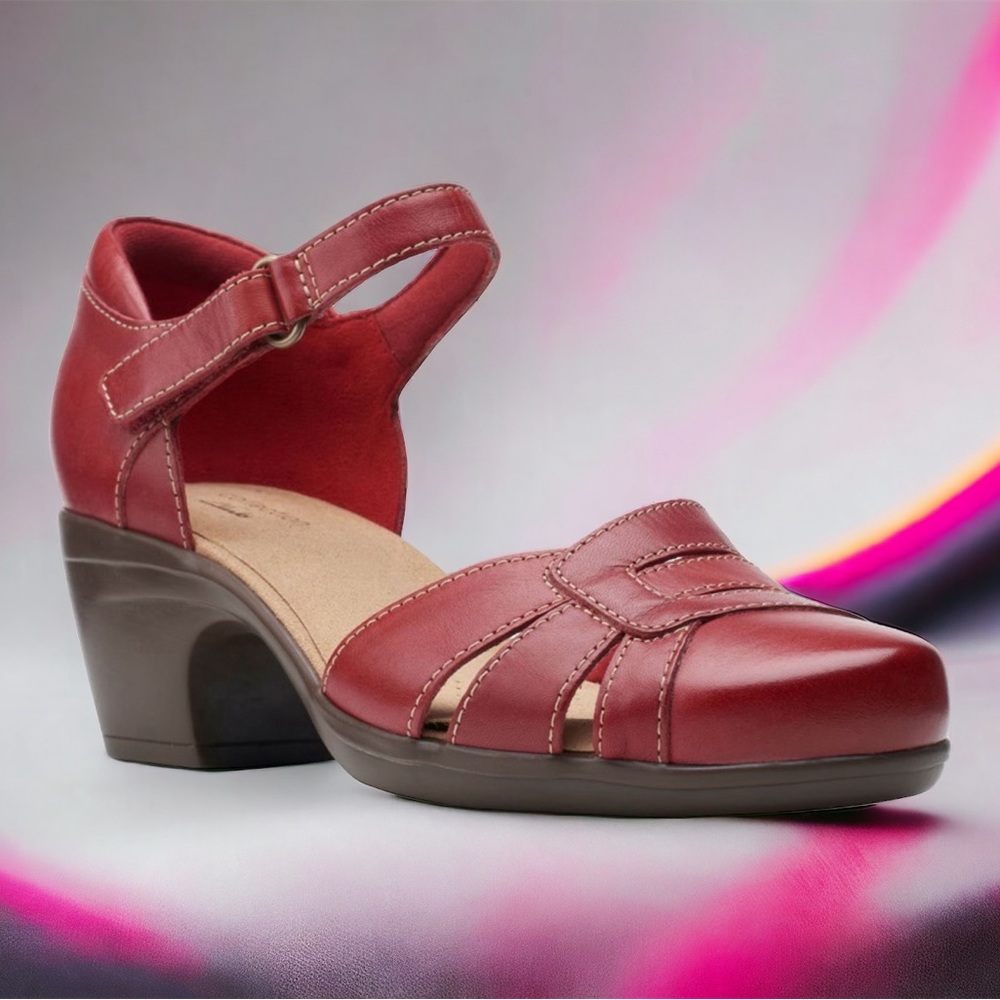 Clark’s Collection Emily Daisy Red Leather Strappy Pu… - Gem